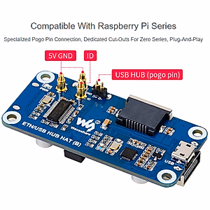 Ethernet/USB HUB HAT Board with ABS Case for Raspberry Pi Zero 2 W/Zero 2WH/Pi Zero/Zero W/Zero WH,with 3X USB Ports, Compatible with USB 2.0/1.1 and 1x RJ45 Ethernet Port 10/100M Auto-Negotiation