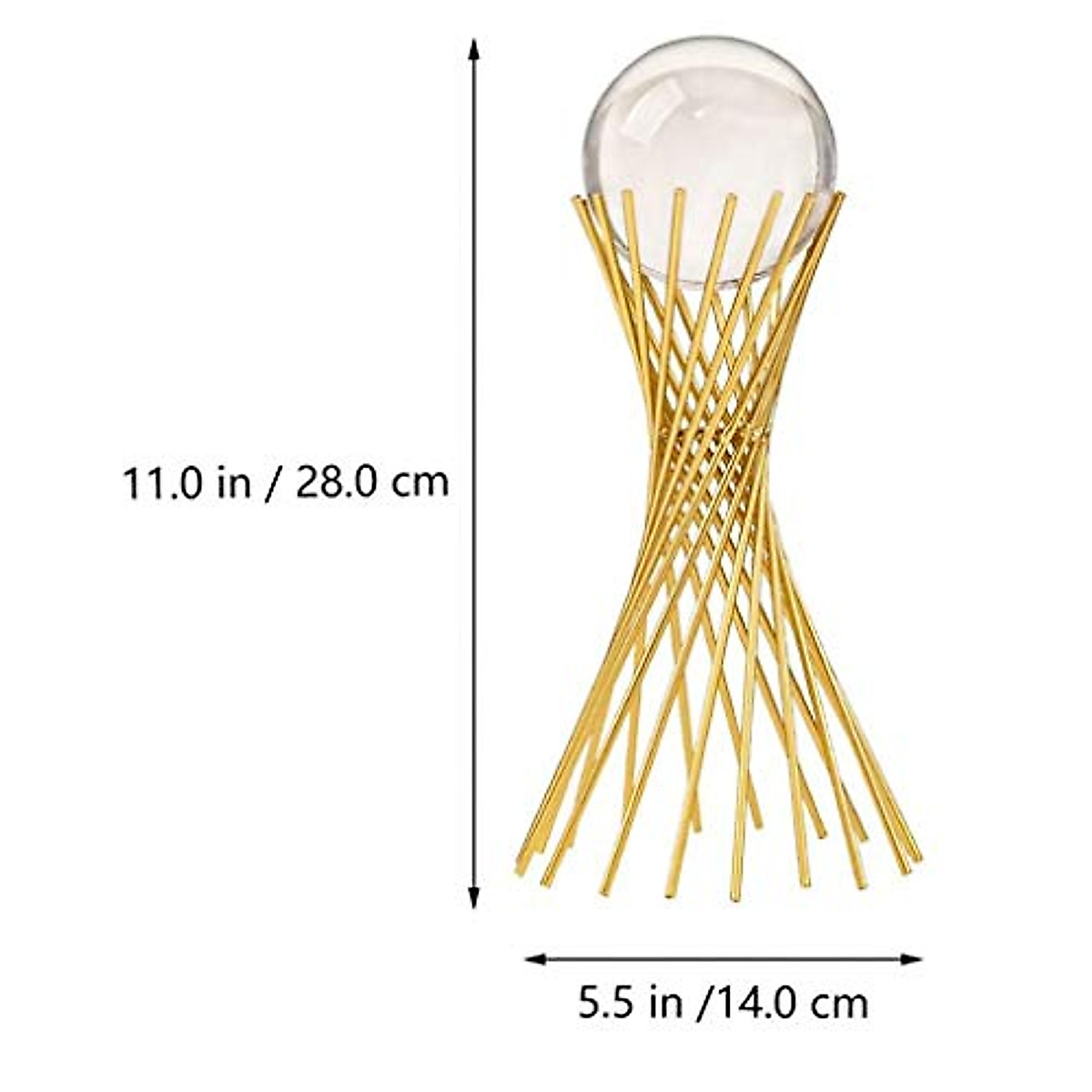 XBWEI Metal Crystal Ball Ornament Nordic Style Wrought Iron Clear Ball Sculptures Stand Creative Decorations for Living Room TV Cabinet Bookcase Home Office