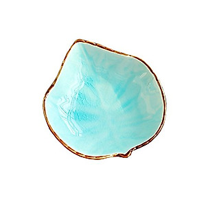 WAIT FLY Lovely Grape Leaves Shaped Ceramics Seasoning Dishes/ Tea Bag Holders/ Ketchup Saucer/ Appetizer Plates/ Vinegar Spice Salad Soy Sushi Wasabi Seasoning Dipping Bowls, Set of 3