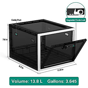 iBune Large Medicine Lock Box, Lockable Storage Box Container for Medication Storage, Refrigerator Food Safe Locking Box Tablet Phone Locked Box for Kitchen Home School Office Safety, Black