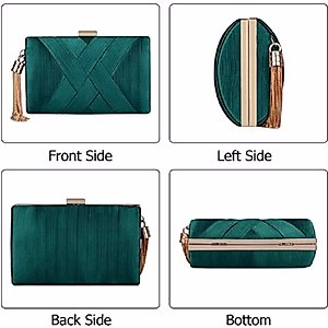 Women's Elegant Tassel Pendant Silk Evening Bag Clutch Purse for Bride Wedding Prom Night Out Party (Yellow)