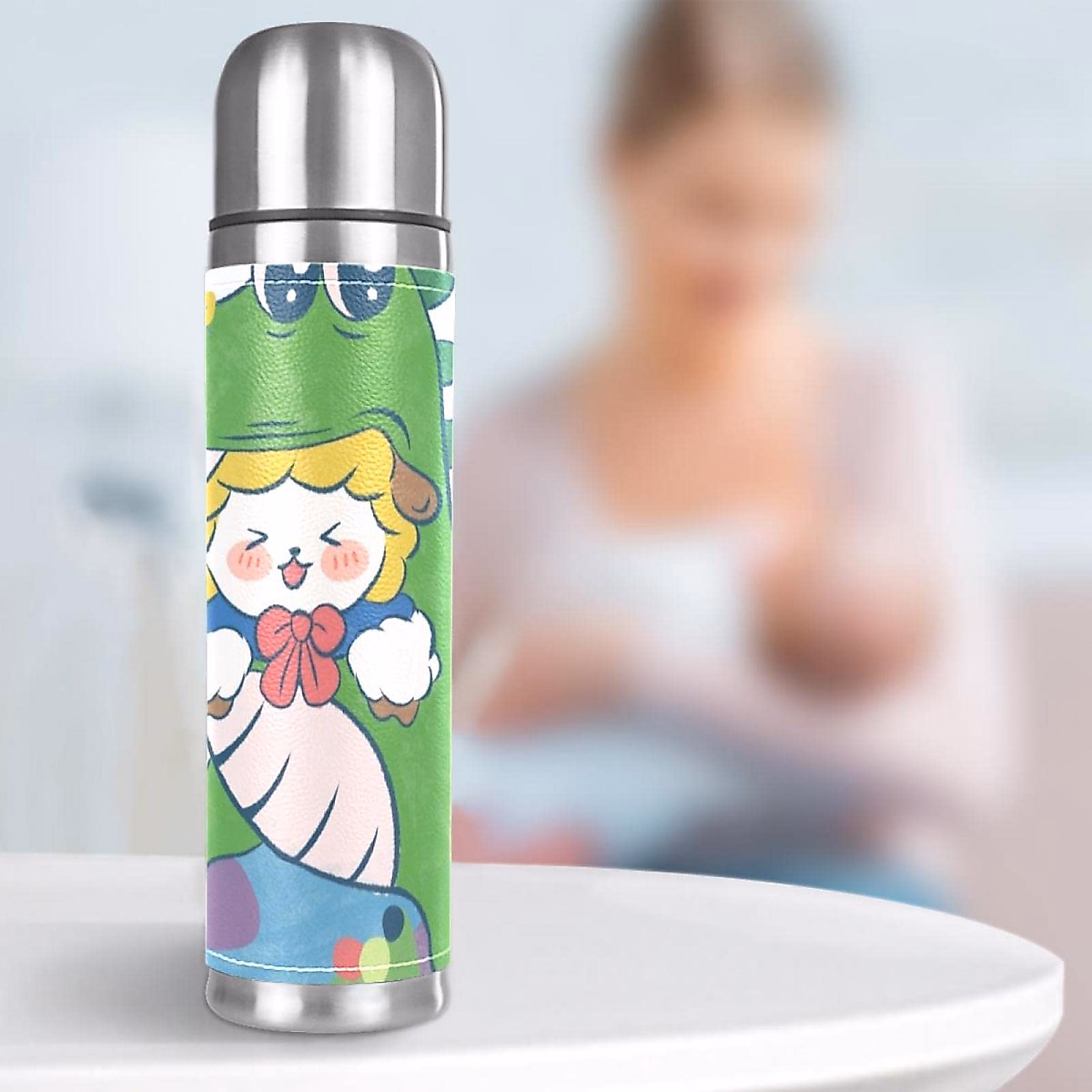 Stainless Steel Leather Vacuum Insulated Mug Dinosaur Thermos Water Bottle for Hot and Cold Drinks Kids Adults 16 Oz