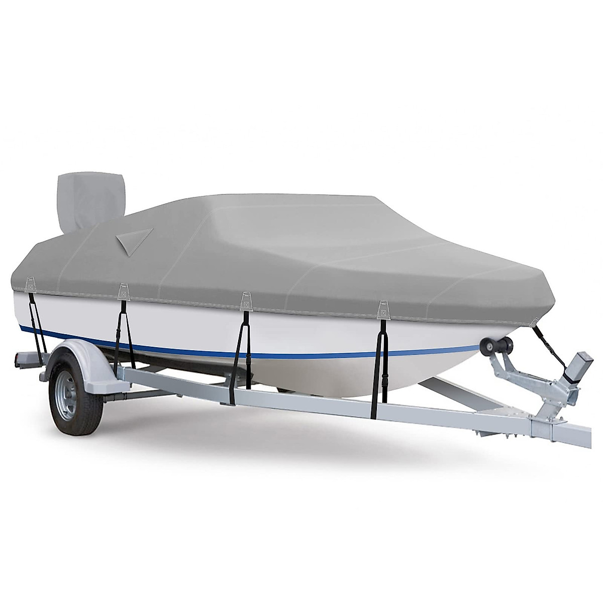 Fuprosico Boat Cover, 900D Waterproof Boat Cover Fits 16-18.5 ft V-Hull Boat,Bass Boat,Fishing Runabout Bowrider Boat,Fish and Ski Boat 16'-18.5',Heavy Duty Marine Grade Canvas Gray