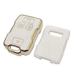 Guibuhuse Protective Key Fob Cover Fits for Chevy 2014-2020 Silverado 1500 2500 3500 Chevrolet Colorado 2015-2021 GMC 2014-2020 Sierra 1500 2500 3500 GMC 2015-2021 Canyon (White)
