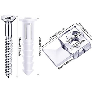 20 Pack Mirror Holder Clips Glass Retainer Clips Kit Mirror Hanging Kit Mirror Hanging Hardware with Screw and for Fixing Mirror Cabinet Door (Classic Style)