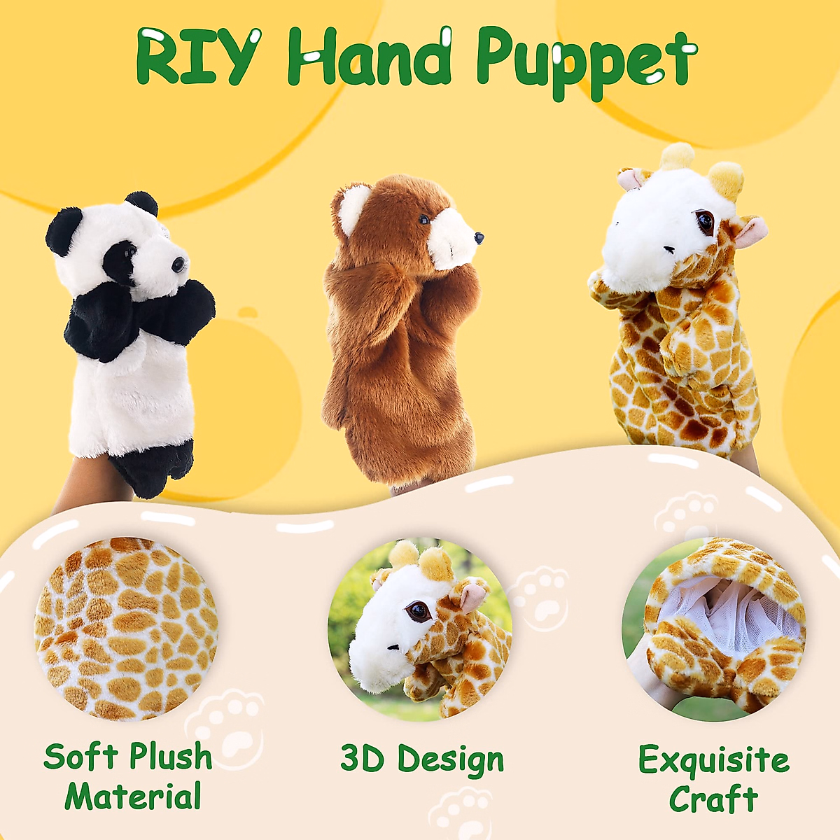 RIY Hand Puppet - Farm Friends Animals Educational Puppets Rabbit