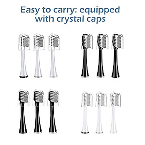 Flossing Toothbrush Heads Replacement, 3 Count, Sonic Tooth Brushes and Water Flosser Combo Water-Pick Brush Head… (Compact Size, Black)