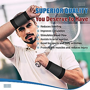 KEKING® Compression Wrist Sleeves for Women Men, 1 Pair, Premium Wrist Support Bands for Carpal Tunnel, Improve Circulation & Recovery, Tendonitis, Tennis, Sports - Wrist Brace Wrist Wraps, Black S