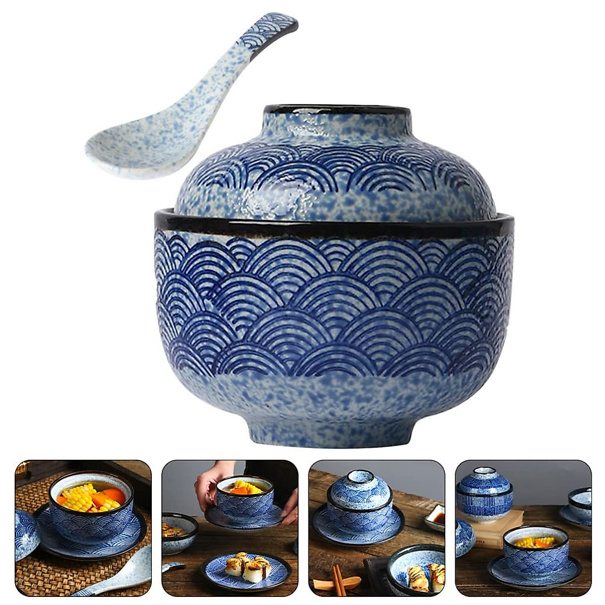Kichvoe 1 Set Ceramic Stew Pot Steam Rice Bowl Instant Noodles Bowl Japanese Soup Bowl Japanese Miso Bowls Bowl Soup Pho Rice Ramen Household Cubilose Bowl Bibimbap Bowl Cheese Ceramics