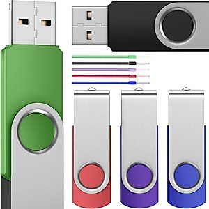 Flash Drive 8GB USB 3.0 Bulk 5 Pack Thumb Drives - Foldable 8 GB USB3.0 Memory Stick Multipack Zip Drives Data Storage - Portable Jump Drive Gift Multi-Coloured Pen Drive with 5pcs Ropes by FEBNISCTE