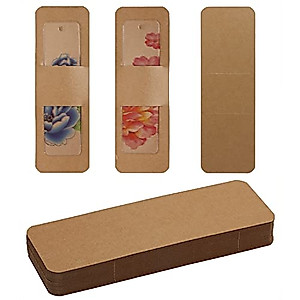 Penta Angel Acrylic Bookmark Holder 50Pcs Blank Display Kraft Card Bookmark Sleeves for Small Business Packaging Christmas Party Gift (50)