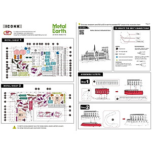 Metal Earth Fascinations Premium Series Notre Dame Cathedral 3D Metal Model Kit Bundle with Tweezers