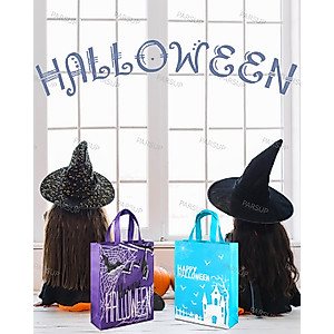PARSUP 8PCS Halloween Trick or Treat Bags,Halloween Tote Bags with Handles, Gift Bags, Non-Woven Halloween Bags for Gifts Wrapping, Trick or Treat, Halloween Party Supplies, 15"×11.8"×3.9"