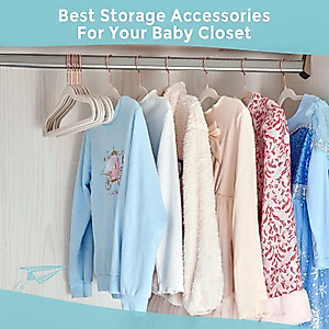 Tonswachic Baby Velvet Hangers 30 Pack - 11'' Inch Premium Non Slip Kids Felt Hangers for Clothes - Ultra Thin Baby Felt Hangers for Toddler Kids' Closet with 10 Hanger Clips - Beige