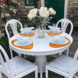 Herda Table Mats for Round Fall Placemats Set of 4 Outdoor Indoor Place Mats Leather Wipeable Washable Placemats for Kitchen Dining Patio Table Heat Resist Easy to Clean Orange Placemats