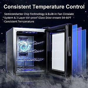 GEVEELIFE 12 Bottle Wine Fridge Small, Quiet Wine Cooler Refrigerator Freestanding with Digital Temperature Control Mini Wine Fridge Under Counter, Wine Cellar for Red, White, Champagne