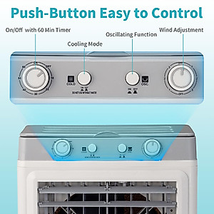 Winado Portable Swamp Cooler w/Wheels, 2353 CFM Evaporative Air Cooler w/ 8 Gallon Water Tank, 3-in-1 Cooling Fan with 3 Speed & Auto Oscillation & 1H Timer for Home & Commercial 80W