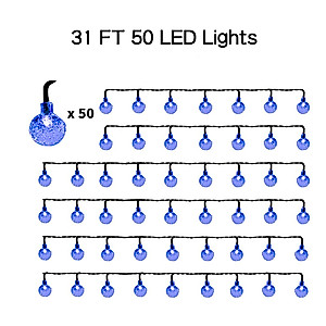 Lenreta 31FT 50LED Solar String Lights Outdoor 8 Modes Waterproof Solar Patio Lights Solar Lights Outdoor Decorative for Garden Yard Home Party Wedding Christmas Garden Solar Lights Patio Lights