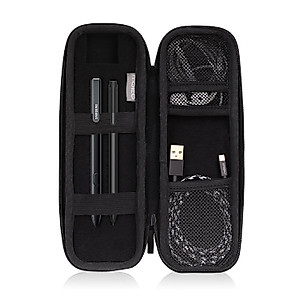 MoKo Pencil Holder Case for Apple Pencil 2nd/1st, PU Leather Case Fit for Apple Pen Accessories, Samsung, Huawei, USB Cable, Earphone Easy Carrying Case Bag,Black