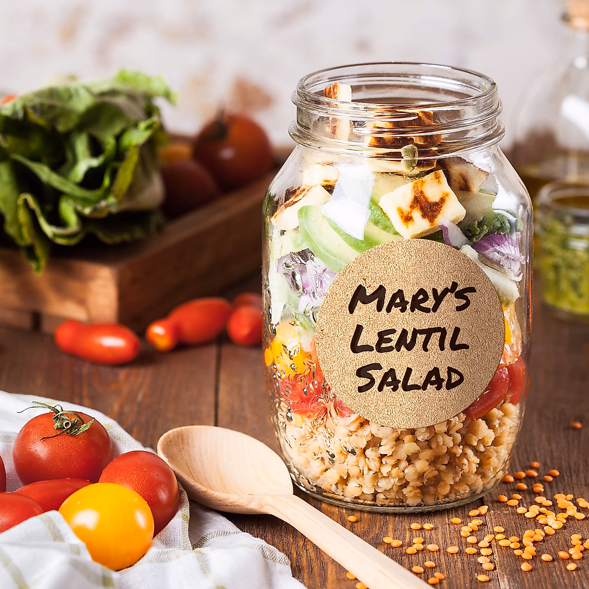 MESS Dissolvable Canning Labels for Jars – 200 Kraft Dissolvable Mason Jar Labels - Dissolvable Food Labels for Containers - Jam Homemade Canning Jar Labels Stickers - Removable Mason Jar Labels 2"