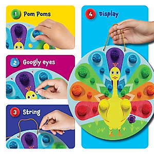 Pom Pom Arts & Crafts Kit for Toddlers - Toddler Art Activity Easter Craft for Little Boys & Girls Ages 3, 4, 5, 6 Years Old Kids Sensory Activities - Builds Fine Motor Skills & Hand-Eye Coordination