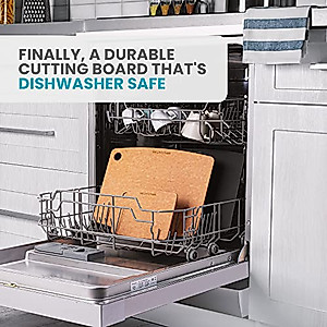 Wood Cutting Boards for Kitchen - Composite Wooden Fiber Cutting Board, Dishwasher Safe Chopping Board - Thin and Lightweight Meat Cutting Board - Large Cutting Board 14.5 x 11 in (Natural)