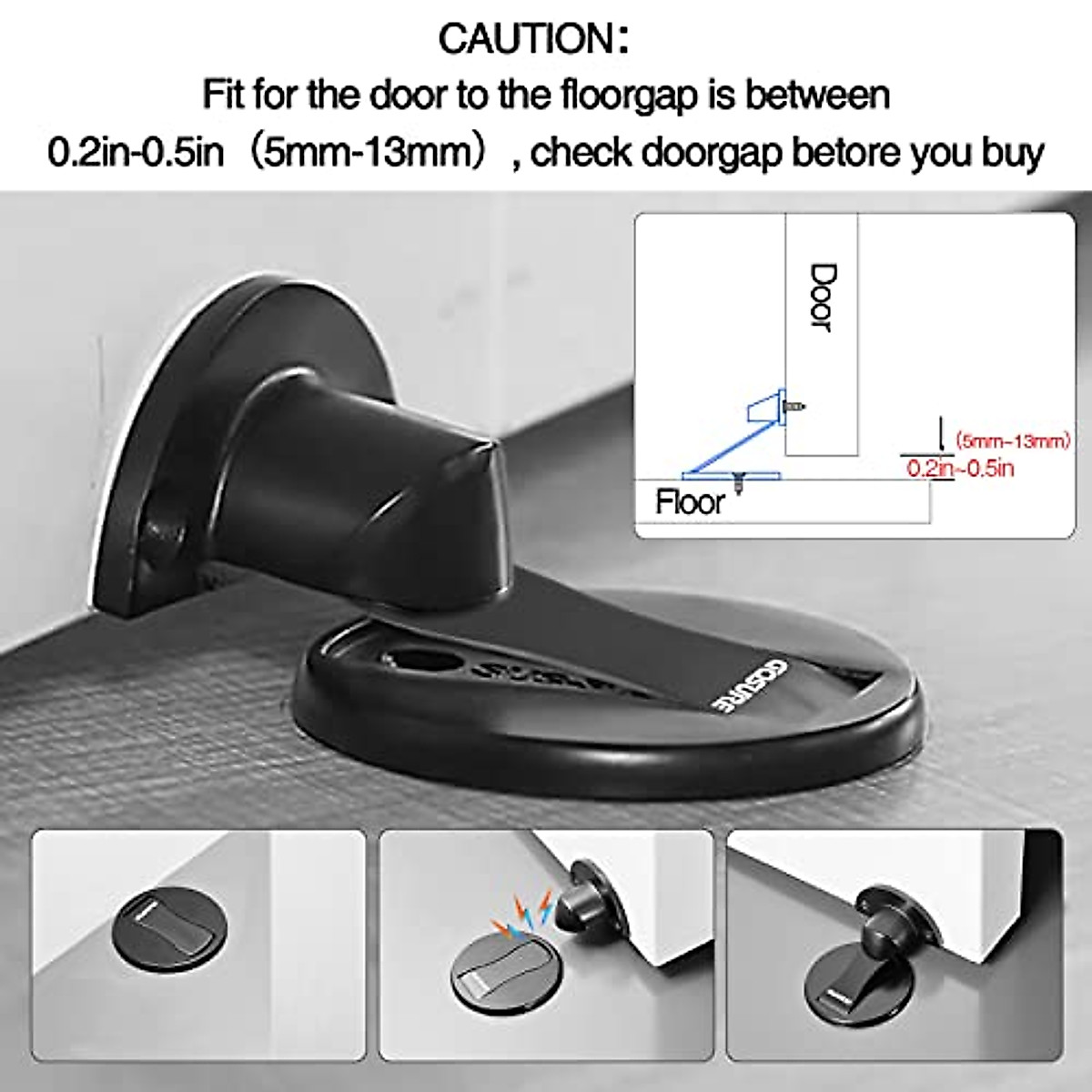 Floor Mount Magnet Door Stopper - Invisible Magnetic Door Stop, Magnets Door Stops Wall Prop Hold Open Doorstop, with 3M Adhesive No Drilling, for Home Office Bedroom Door Stop