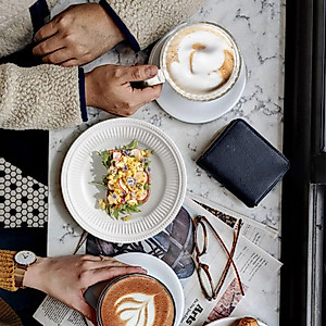 Artena Ceramic Dinner Plates Set of 4, 10.5 inch Embossed White Kitchen Plates for Salad, Dessert, Appetizer, Steak, Serving Dishes for Entertaining, Modern Large Flat Plates for Restaurant, Parties