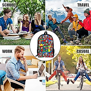 Caupzok Anime Backpack, Unisex Adult Adjustable Shoulders Bookbag Casual Laptop Backpack Cartoon Bag, Travel Hiking Outdoor Backpack