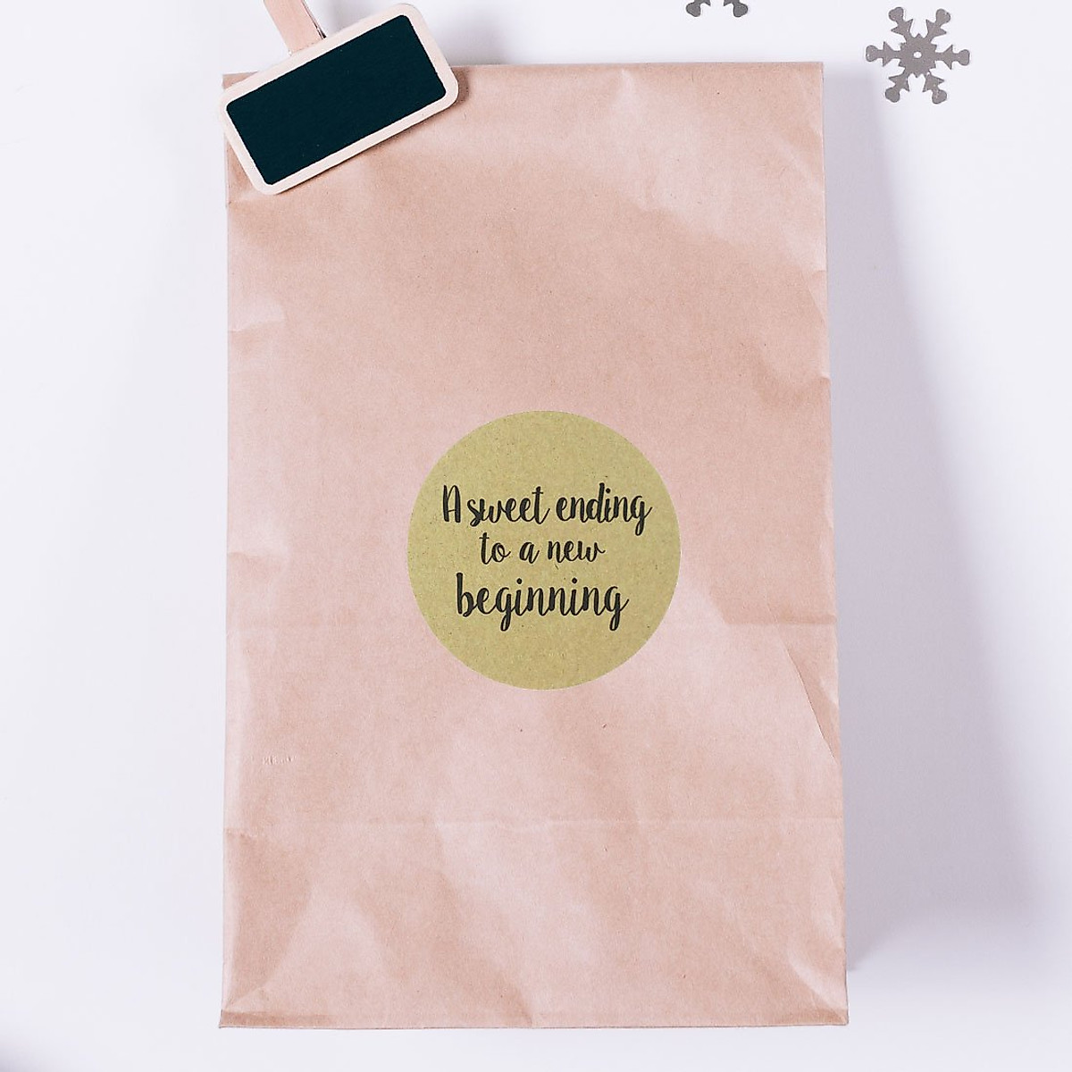 80-2" Kraft a Sweet Ending to a New Beginning Stickers, Wedding Favor Sticker Labels