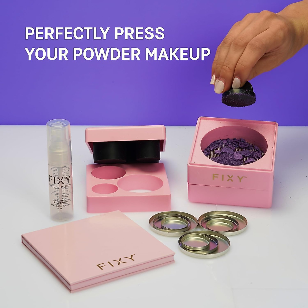 FIXY Makeup Repair Kit - Repressing tool for Eyeshadows, Blush & Highlighter or Depot | Organize Makeup Pans in Makeup Palette with Mirror | Makeup Artist Must Haves