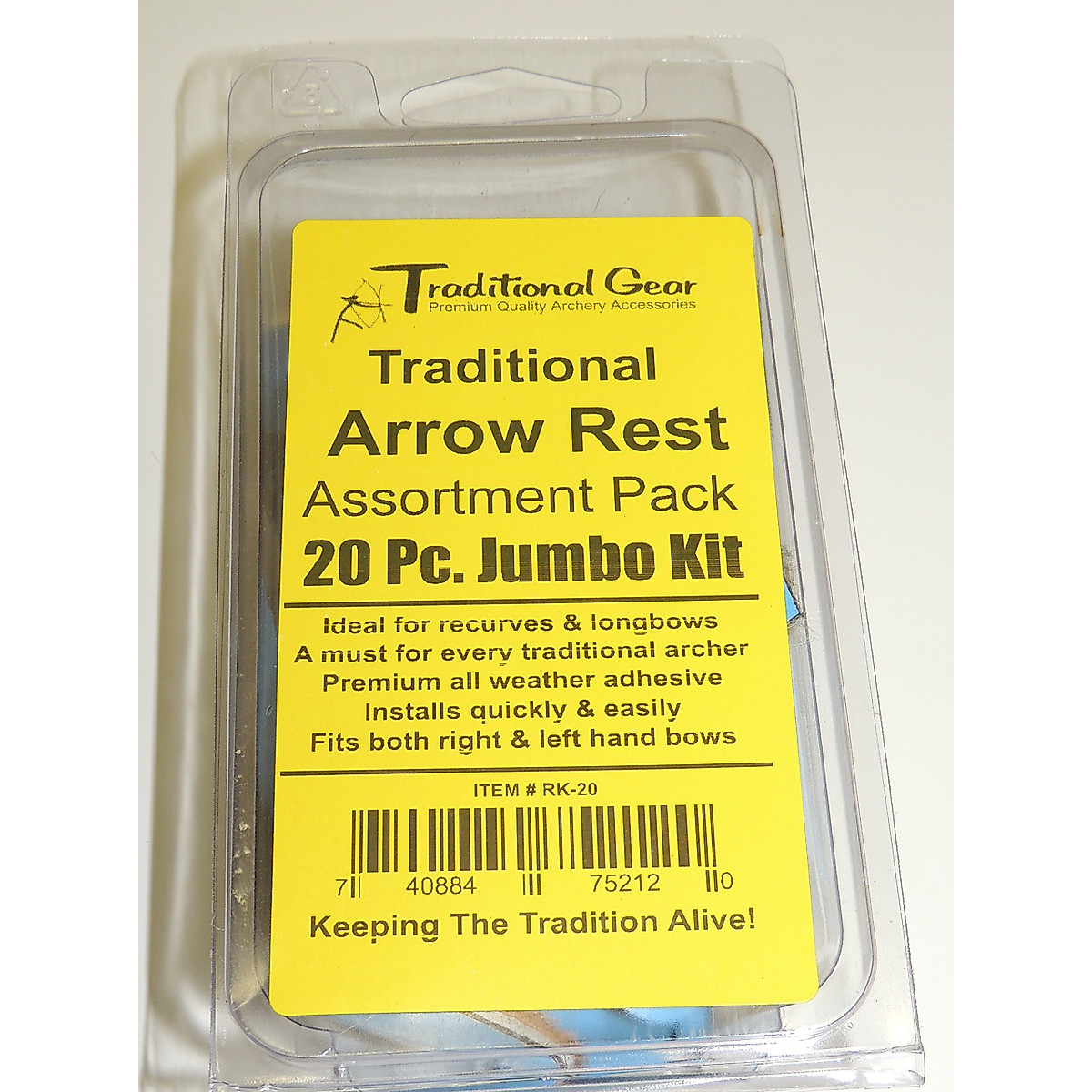 Trad Gear 20 Piece Traditional Archery Arrow Rest Assortment Pack - Recurve Longbow - Hair - Rug - Leather Adhesive Rests