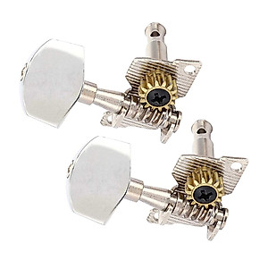 Bnineteenteam 2L2R Ukulele Tuning Peg,Silver Classical Machine Head Ukulele DIY Parts with Mounting Screws