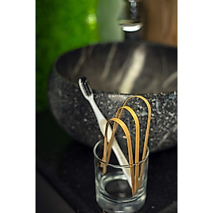 Bamboo Tongue Scraper - 5 Pack, in a Recyclable Jute Pouch