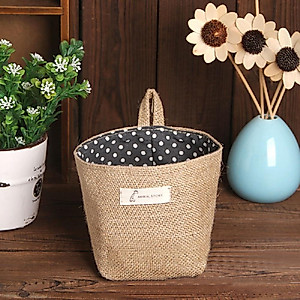 Storage Bag,IEason Clearance Sale! Polka Dot Small Storage Sack Cloth Hanging Non Woven Storage Basket (Black)