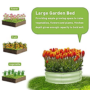 Aoodor 9'' Tall Aluzinc Metal Raised Garden Bed 30'' Round, Outdoor Garden Planter Box for Vegetable Flower Herb - Olive Green