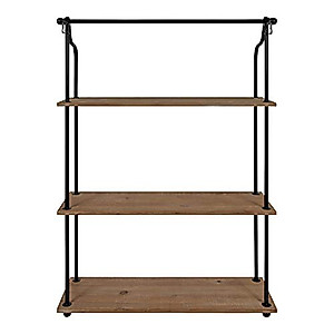 Kate and Laurel Walters Wood and Metal 3-Tier Shelving, 21" x 32", Rustic Brown and Black, Shabby-Chic Industrial Shelves for Storage and Decor
