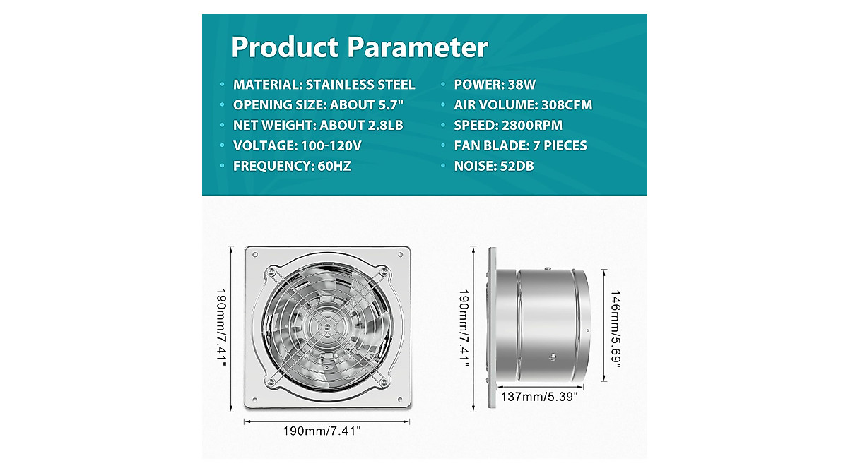 HG Power 6 Inch Kitchen Exhaust Fan - High Performance Ventilation