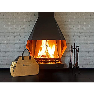 MyFirePlaceDirect Heavy Duty Waxed Canvas Log Carrier Tote Bag with Unique Embroidered Logo, Extra Large Durable Firewood Holder with Strong Comfort Handle, Heavy Duty Wood Carrying Bag Rust