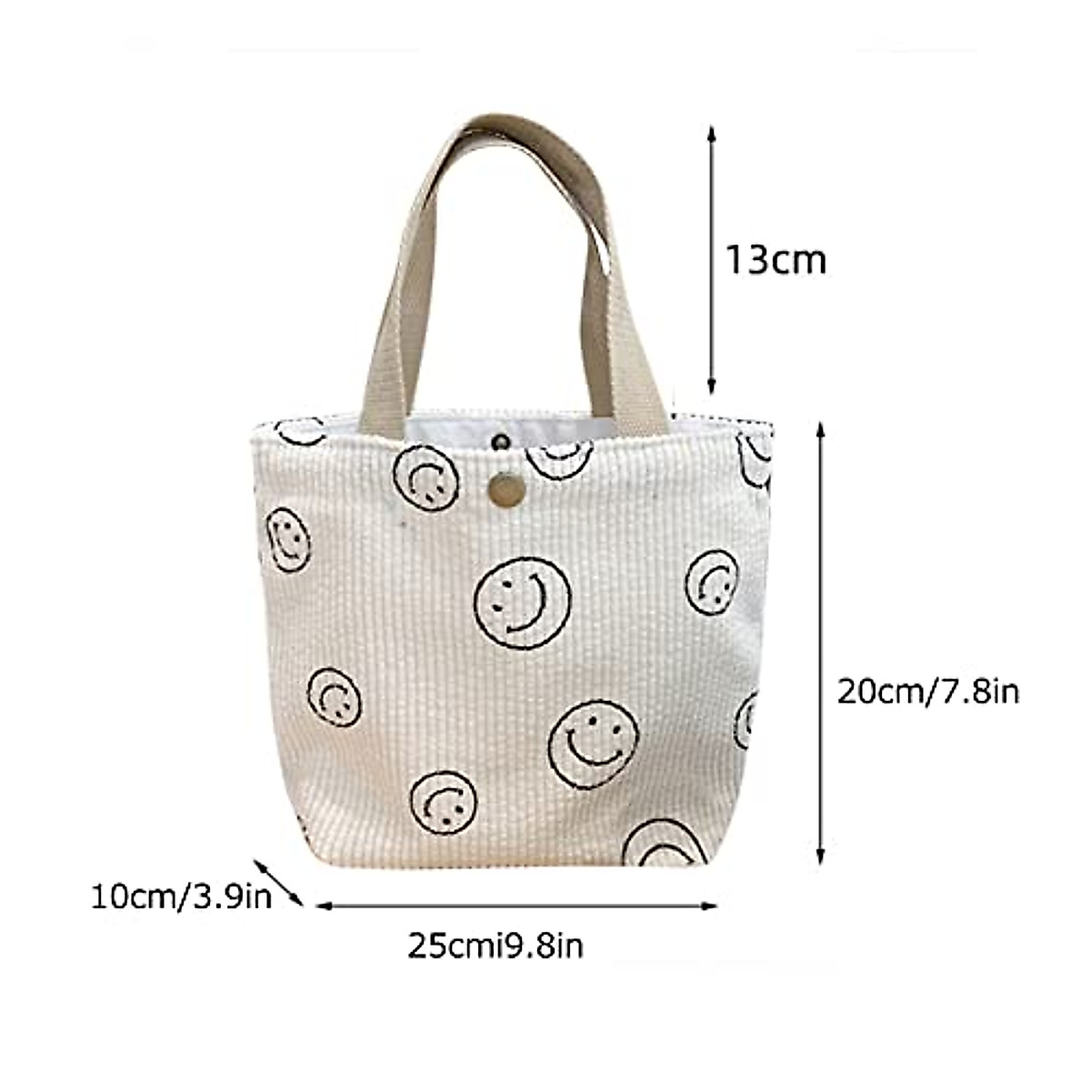 Corduroy Smiley Face Tote Bag Aesthetic Tote Bags Cute Preppy Smile Face Bag Small Handbag Teen Girls Trendy Stuff