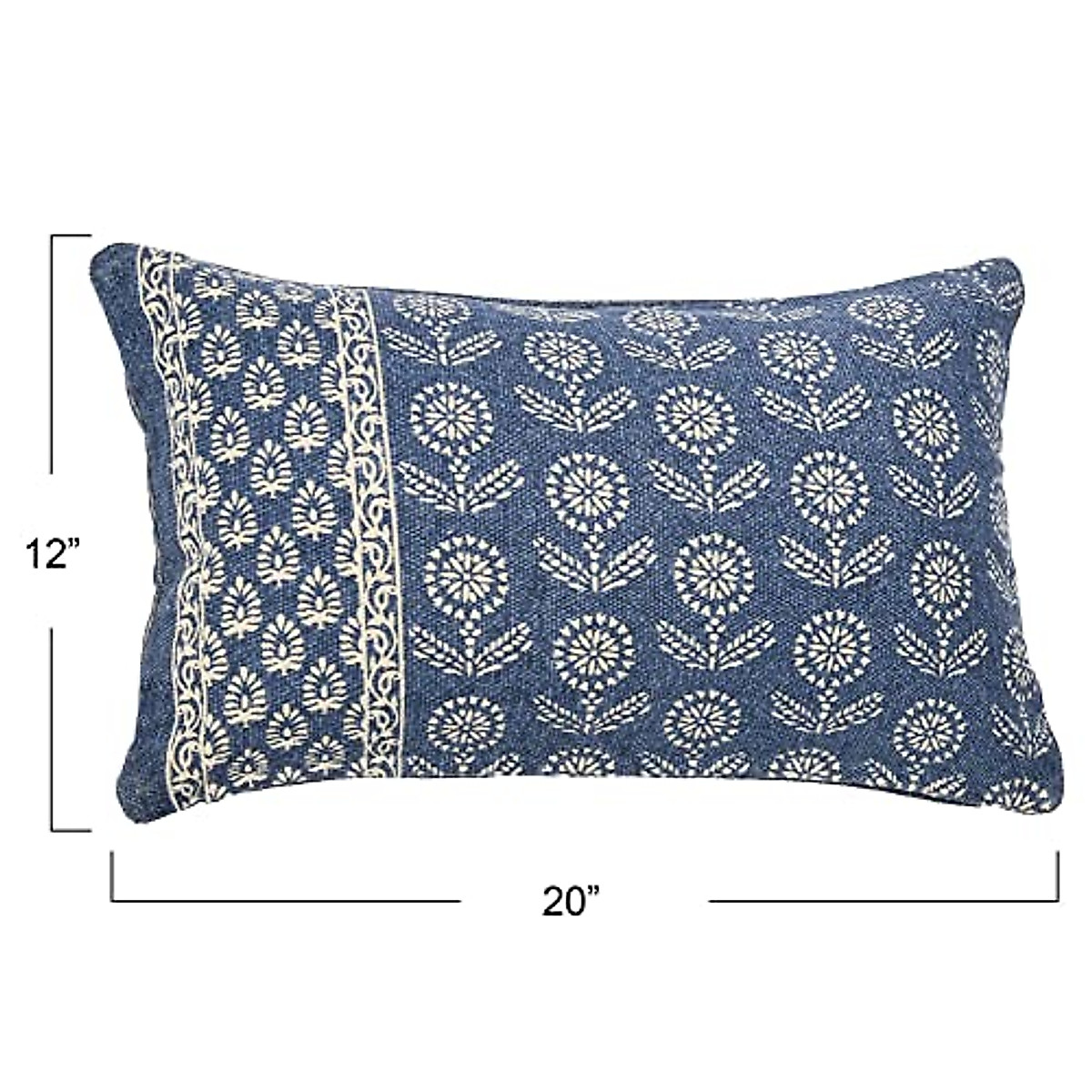 Creative Co-Op Floral Fields Lumbar Pillow Decorative Pillow, 12" x 20", Blue