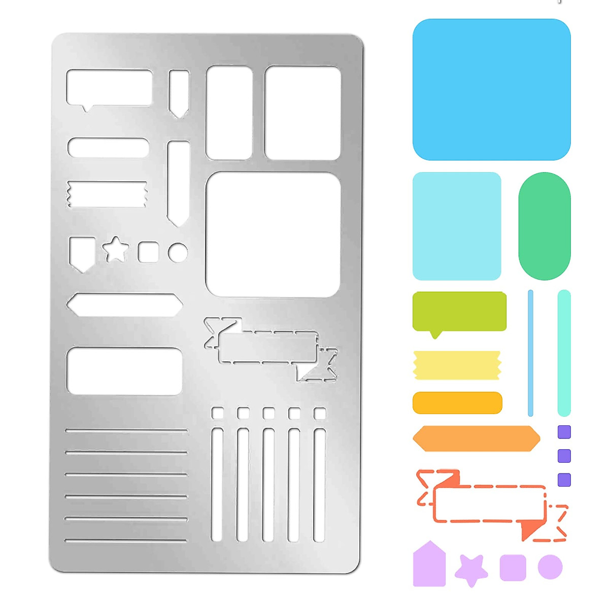 INFUNLY Bookmark Metal Journal Stencil 4X7" Stainless Steel Painting Stencils Kit Metal Frame Drawing Stencil Templates for DIY Engraving Painting Scrapbooking