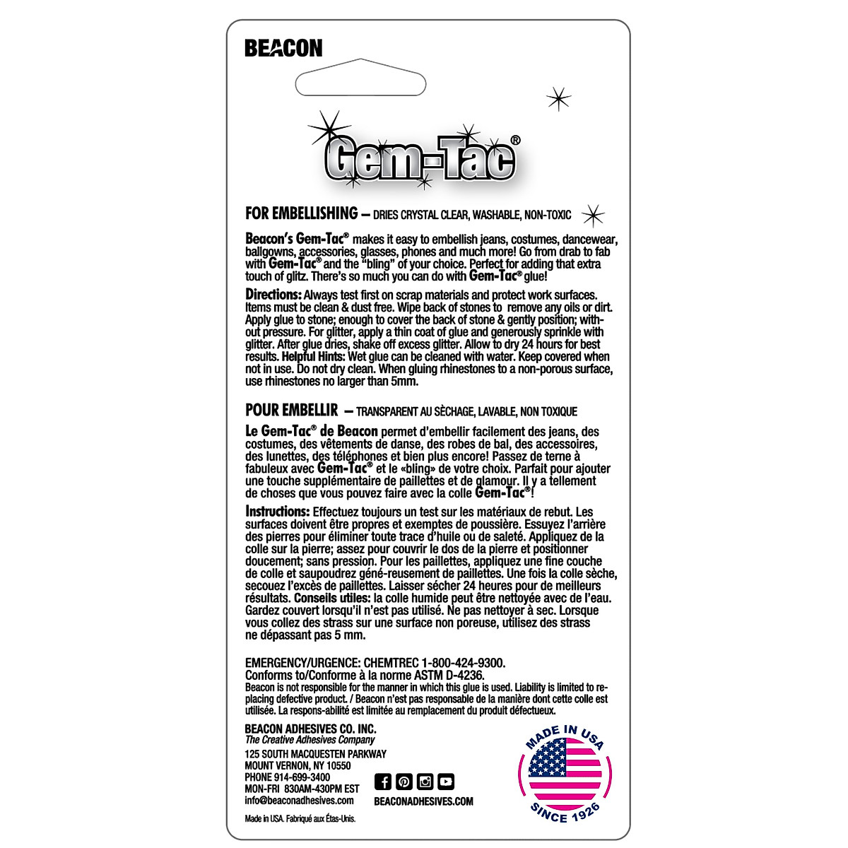 BEACON Gem-Tac Premium Quality Adhesive for Securely Bonding Rhinestones and Gems - Water-Based, UVA Resistant, 6 Tube Bag, 1-Pack