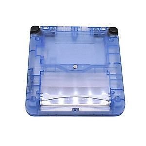 Cowhilan Replacement Clear Full Housing Shell Case Compatible with Gameboy Advance SP GBA SP Console, Send with Game Card Shell, Transparent Blue