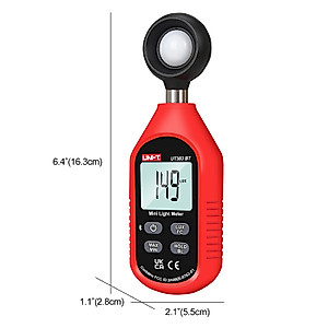 UNI-T Light Meter UT383BT Lux Meter Lumens Digital Illuminance Meter 0~199900 Lux (0~18500 FC) Foot Candles Luxmeter for Film Photography Plants Photometer Lighting Intensity Brightness Measurement