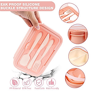 Kolewo4ever 17 Pieces Bento Box Lunch Box Kit,Large Insulated Lunch Bag 3 Layer Stackable Leakproof Lunch Box Containers with Cup,Lunch Bag,Spoon,Fork for Girl Women