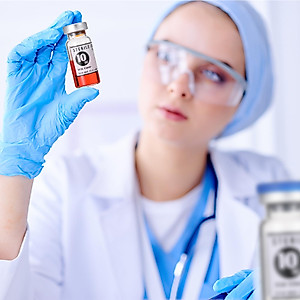 Threlaco 20 Pcs 10ml Sealed Sterile Empty Vials with Self Healing Injection Port Glass Penicillin Bottle with 20 Label Stickers