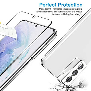 LK [2+2 Pack] for Samsung Galaxy S21 Plus Screen Protector with 2 Pack Camera Lens Protector [Work with Fingerprint Reader] Ultra-thin, Tempered Glass Screen Protector for S21 Plus, Anti Scratch