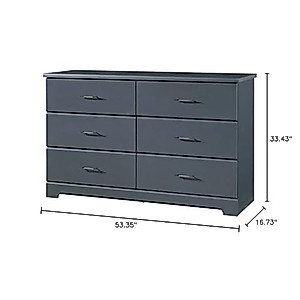 Storkcraft Brookside 6 Drawer Double Dresser (Gray) – GREENGUARD Gold Certified, Dresser For Nursery, 6 Drawer Dresser, Kids Dresser, Nursery Dresser Drawer Organizer, Chest of Drawers