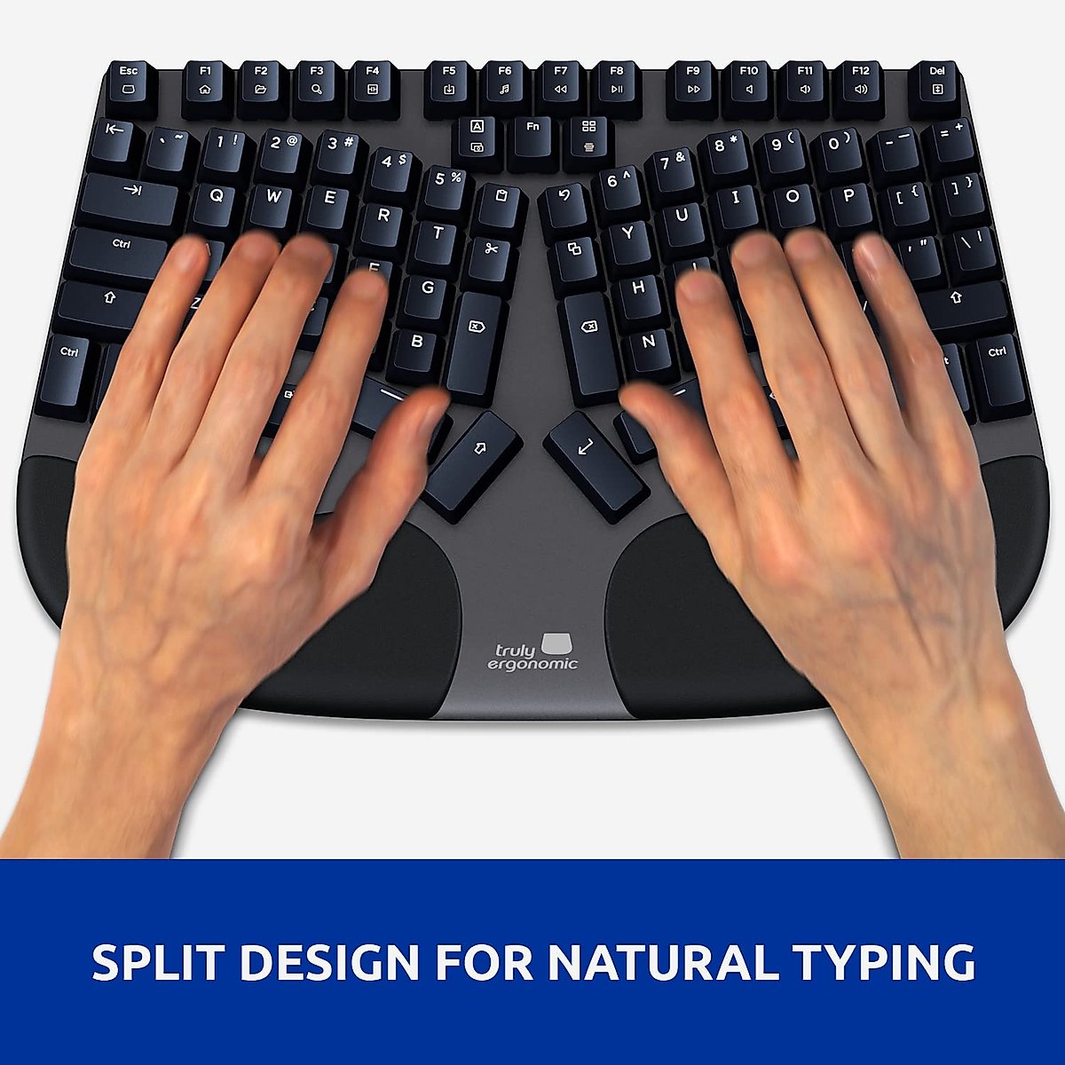 Truly Ergonomic Cleave Keyboard - Tactile Optical Mechanical Switches Better Than Cherry MX, Natural Typing, Comfortable Palmrest, Backlight, Strong Aluminum Body, Best Split Keyboard, Windows/Mac